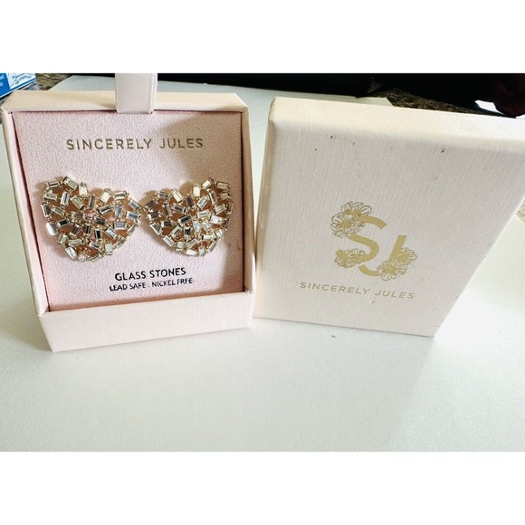 Sincerly Jules | Jewelry | Sincerely Jules Heart Glass Stone Earrings ...